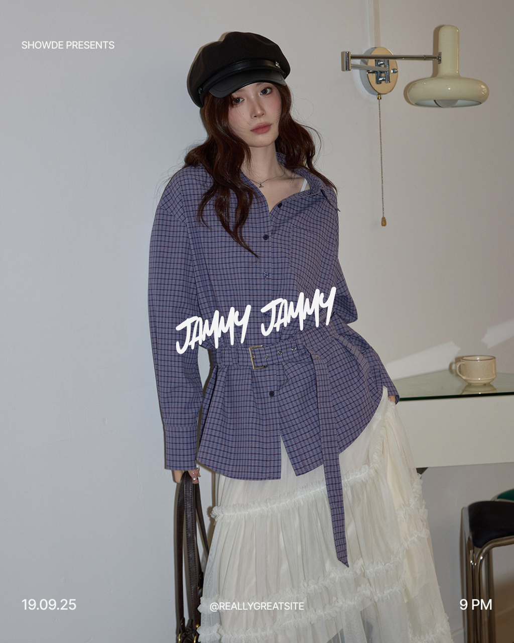 パープルカラーチェックシャツ JJ097 – Jammy jammy